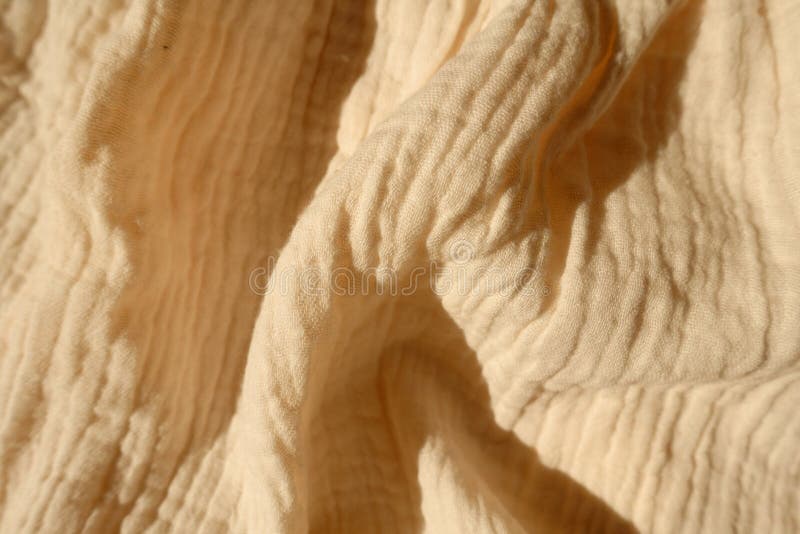 Draped Thin Beige Cotton Muslin Fabric Stock Image - Image of cream ...