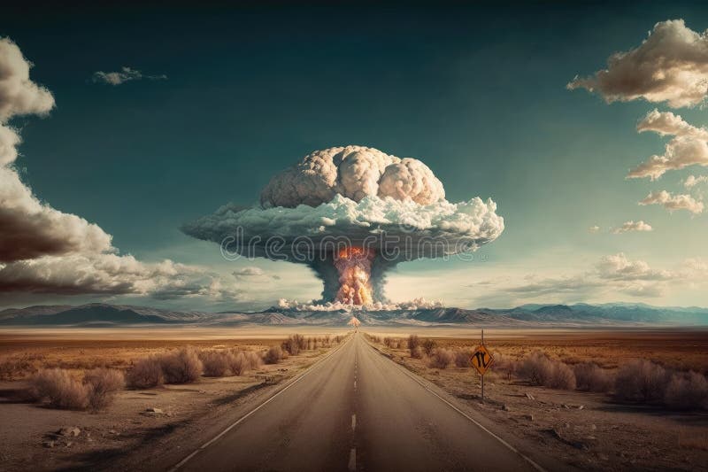 Drastic Shift in Landscape Due To Nuclear Bomb, with Mushroom Cloud ...