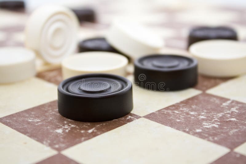 Draughs or Checkers on Old Paper Board Stock Photo - Image of close ...