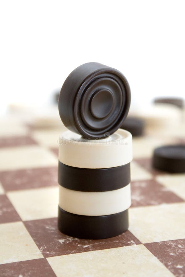 Draughs or Checkers on Old Paper Board Stock Photo - Image of close ...