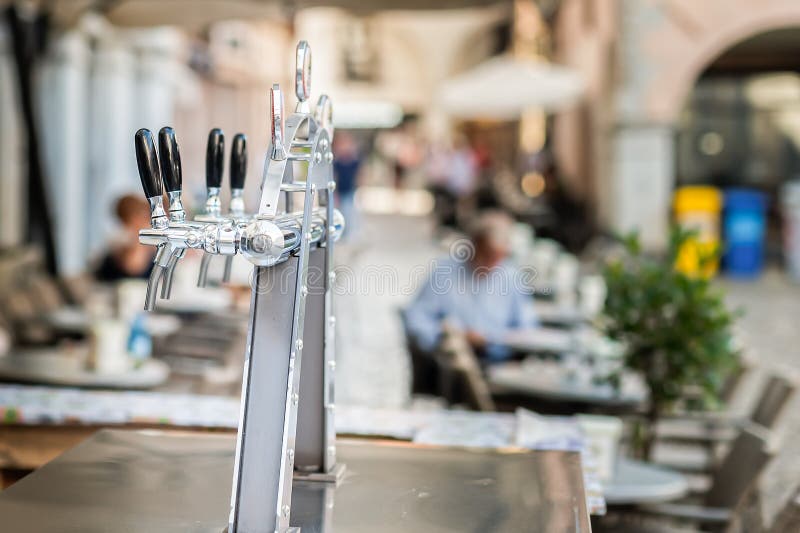 Draught Beer Taps and Other Beverages. Stock Photo - Image of alcohol ...
