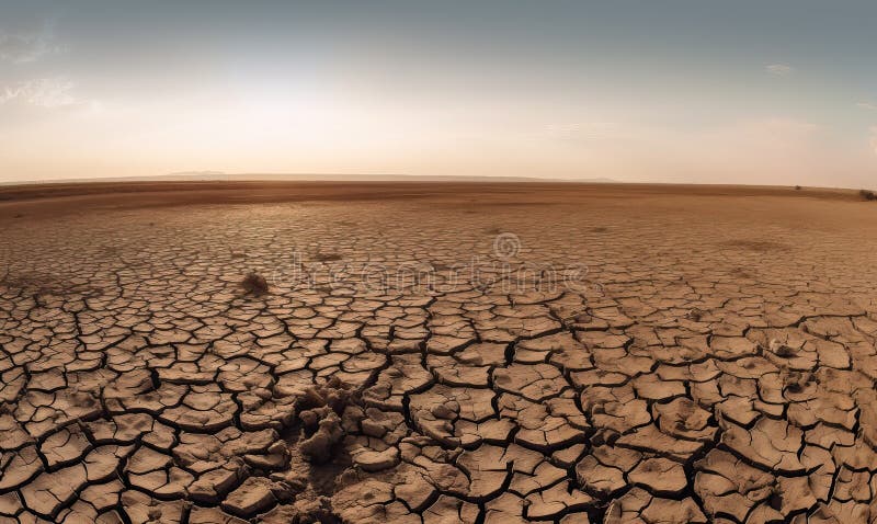 Draught Land with Cracked Soil Panorama. Generative AI Realistic ...
