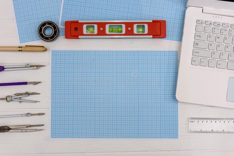 Draughtsmanship Equipment with Blue Millimeter Paper Stock Photo ... Draughtsmanship Equipment with Blue Millimeter Paper Stock Photo ...