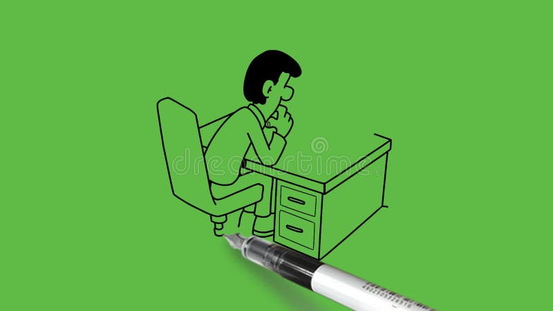 Draw Backside of Young Man Sit on Adjustable Office Chair Lean Forward ...