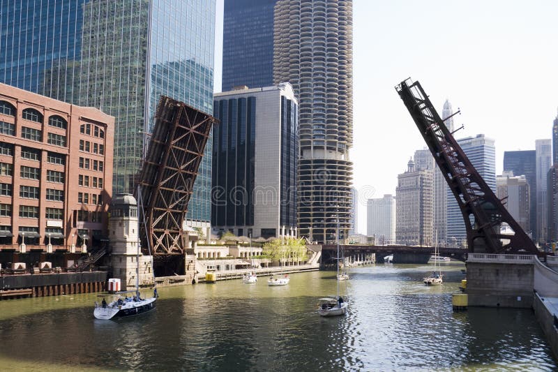 Draw bridges of Chicago stock image. Image of sightseeing - 2410473