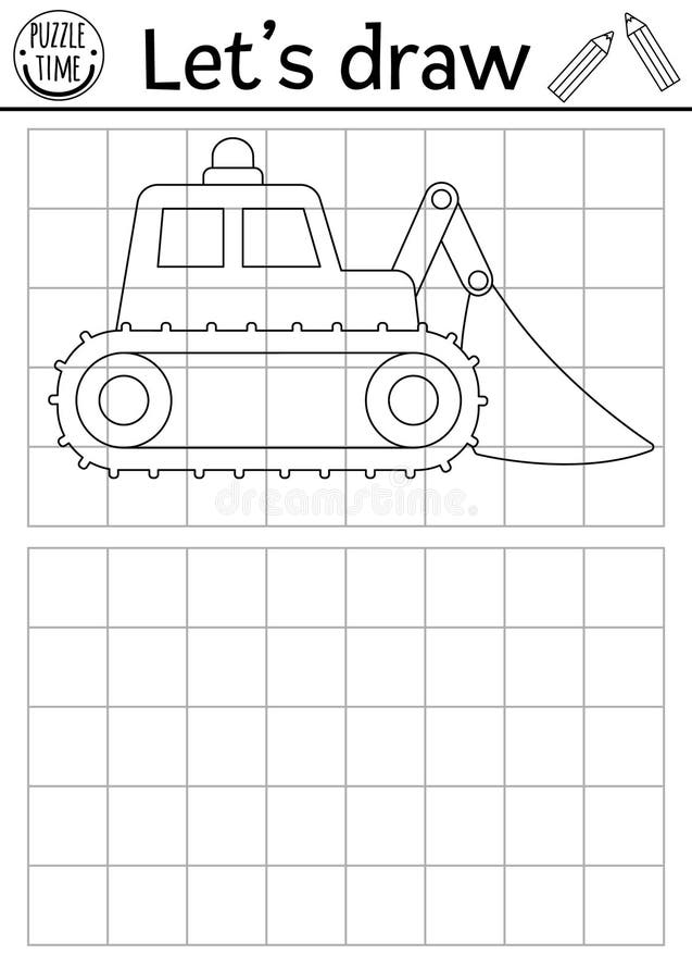 Draw Bulldozer. Vector Construction Site Drawing Practice Worksheet ...