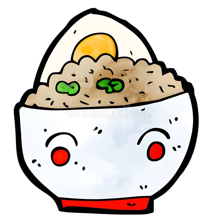 Draw a Cartoon Fried Rice. Generative AI. Stock Illustration ...