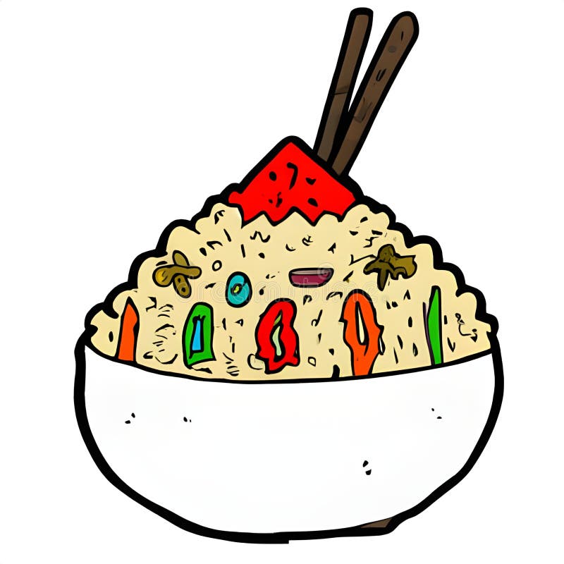 Draw a Cartoon Fried Rice. Generative AI. Stock Illustration ...