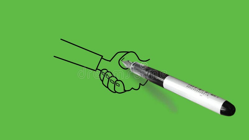 Draw Close View of Handshake Image of Two Human Being with Black ...