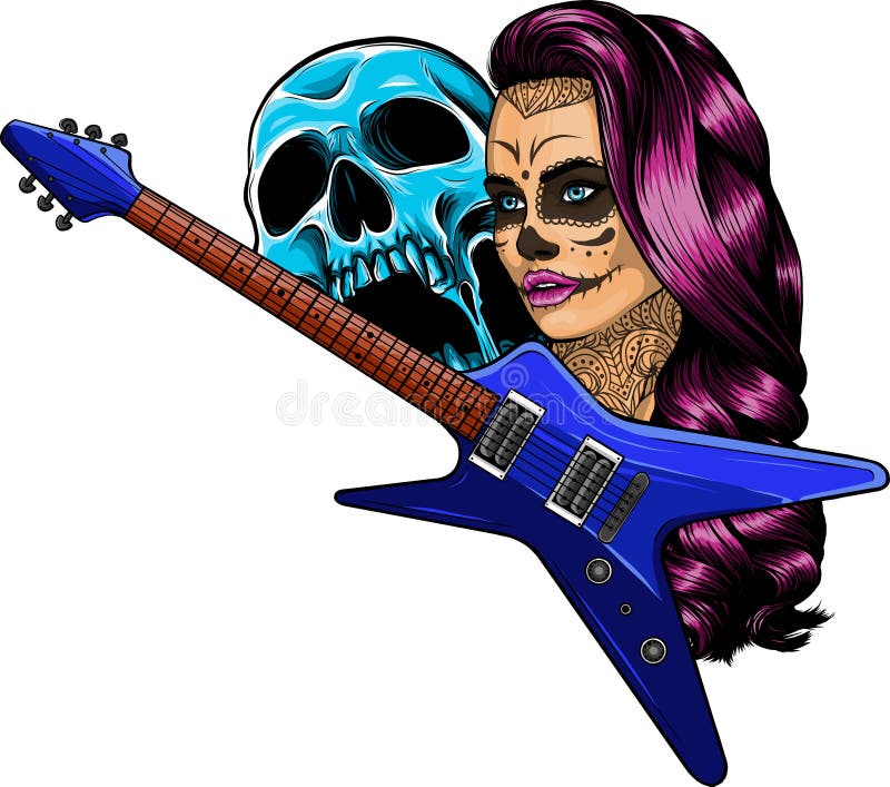 Draw Colorful Electric Guitar Vector Illustration Design Stock Vector ...