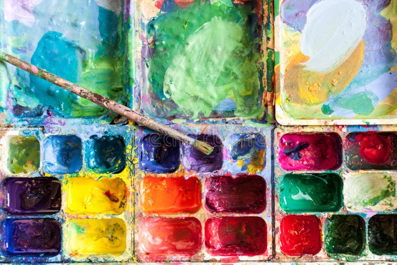 Draw Coloring Brush with Color Ready Stock Image - Image of white ...