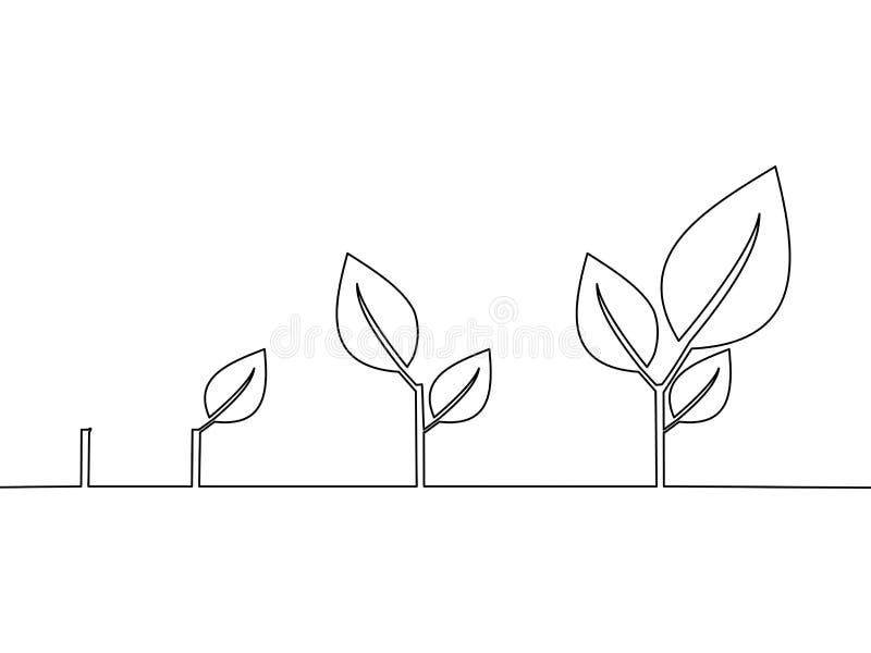Draw a Continuous Line of Growing Trees. Vector Illustration Stock ...