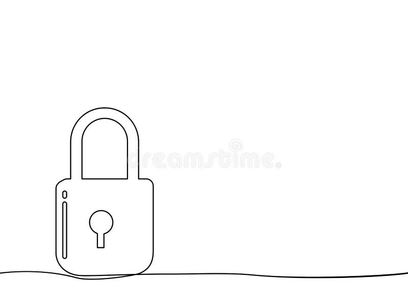 Draw a Continuous Line of the Locked Padlock. Padlock Isolated on a ...