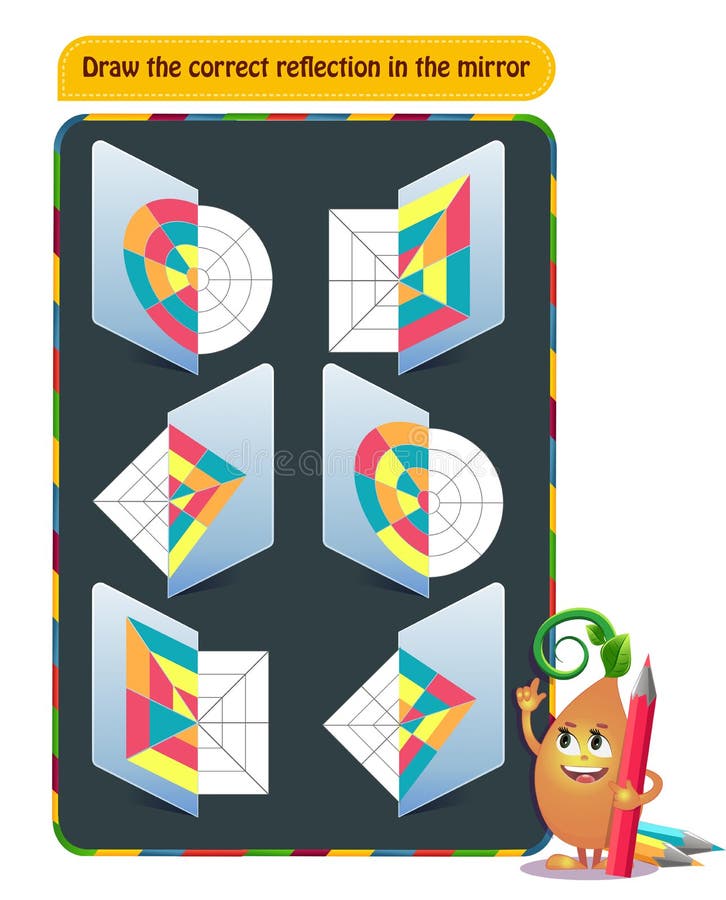 Draw a Reflection of the Picture. Worksheet for Kids Stock Vector ...