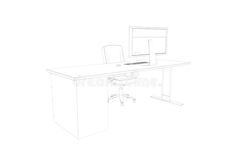Draw of a desk stock illustration. Illustration of electronic - 77733549