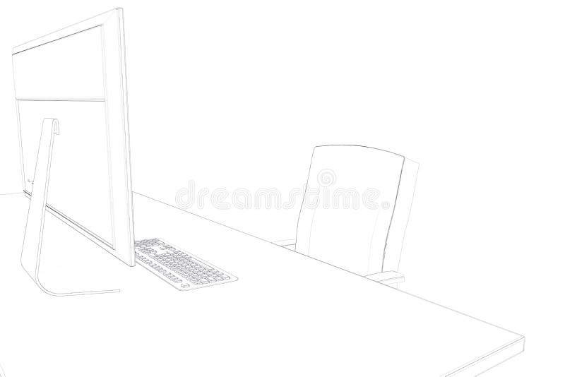 Draw of a desk stock illustration. Illustration of technology - 77733588