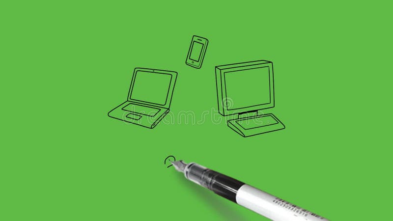 Draw Four Electric Devices Like Laptop, Computer, Tablet and Smart ...