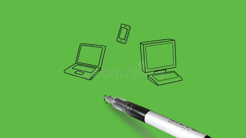 Draw Four Electric Devices Like Laptop, Computer, Tablet and Smart ...