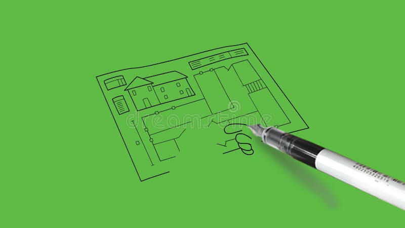 Draw Geographical Map of Building with Scale and Pencil with Black ...