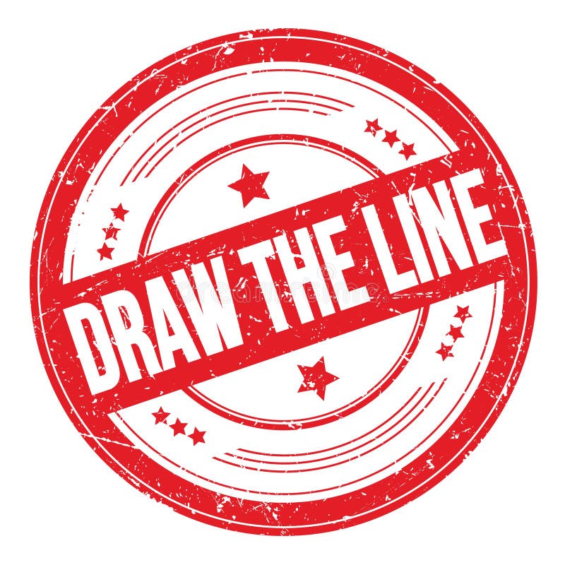 DRAW the LINE Text on Red Round Grungy Stamp Stock Illustration ...