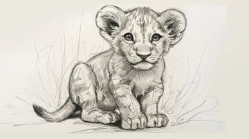 Draw of a Lion Cub. Generative AI. Stock Illustration - Illustration of ...