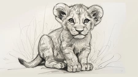 Draw of a Lion Cub. Generative AI. Stock Illustration - Illustration of ...