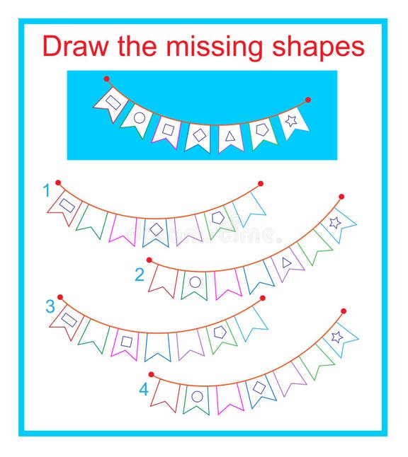 Learn Shapes and Geometric Figures. Draw the Missing Shapes. Preschool ...