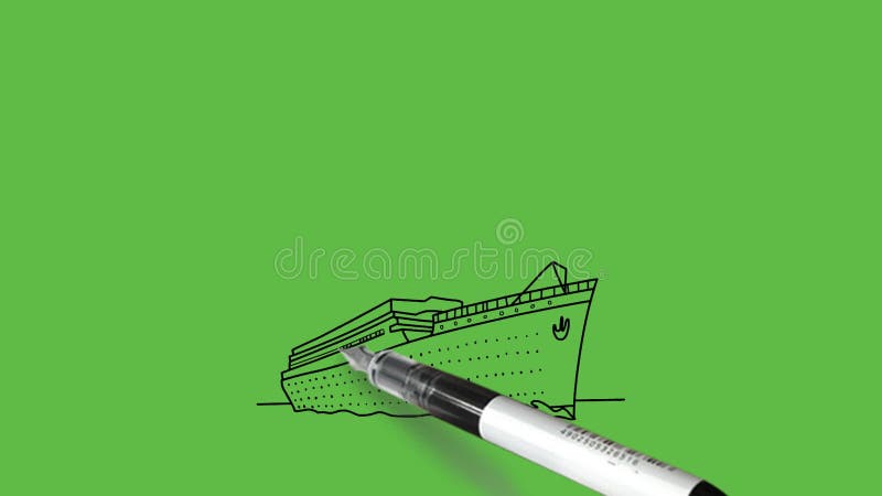 Draw Moving Ship in Sea Towards Right with Black Outline on Abstract ... Draw Moving Ship in Sea Towards Right with Black Outline on Abstract ...