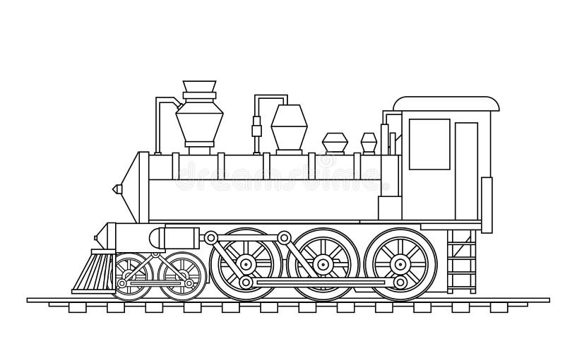 Draw Old Train for Coloring Stock Vector - Illustration of line ...