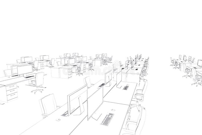 Draw of an open space stock illustration. Illustration of chairs - 77734179