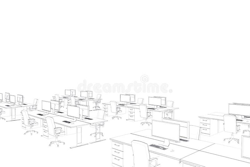 Draw of an open space stock illustration. Illustration of chairs - 77734368