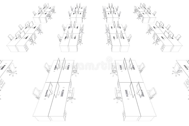 Draw of an open space stock illustration. Illustration of chairs - 77734368
