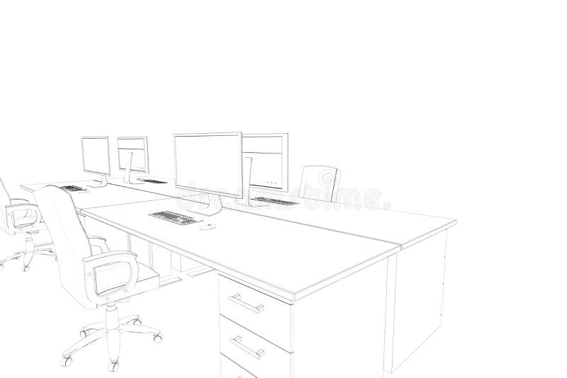 Draw of an open space stock illustration. Illustration of chairs - 77734368