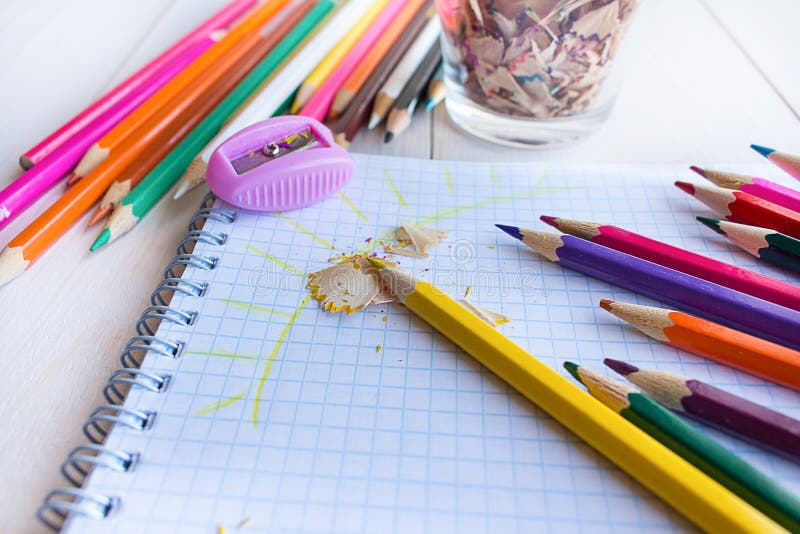Draw pencil in a notebook stock photo. Image of student - 63912520