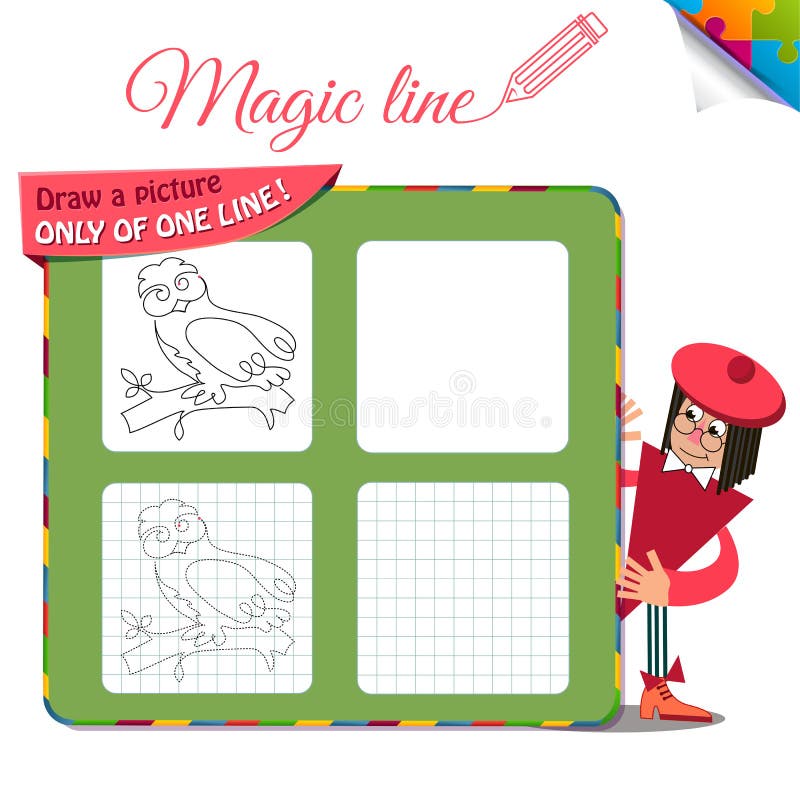 Draw a Picture only of One Line Owl Stock Illustration - Illustration ...
