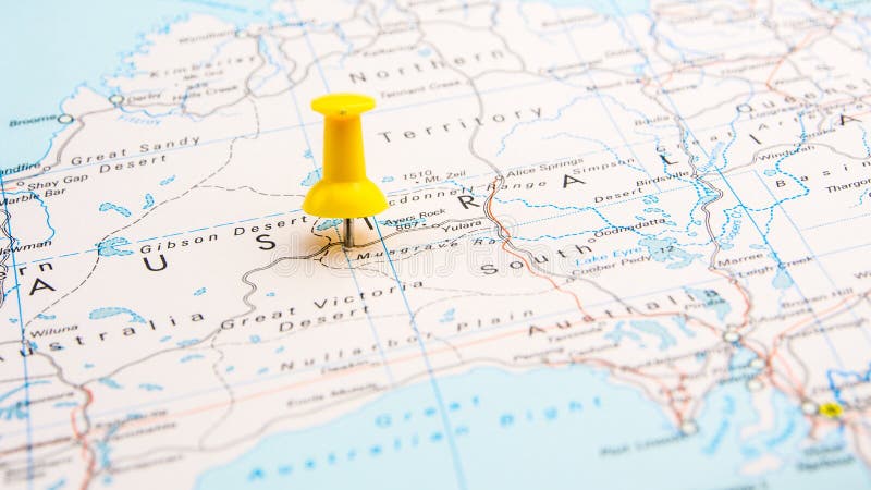 Draw-pin Stick into Real Map Stock Photo - Image of australia, guide ...