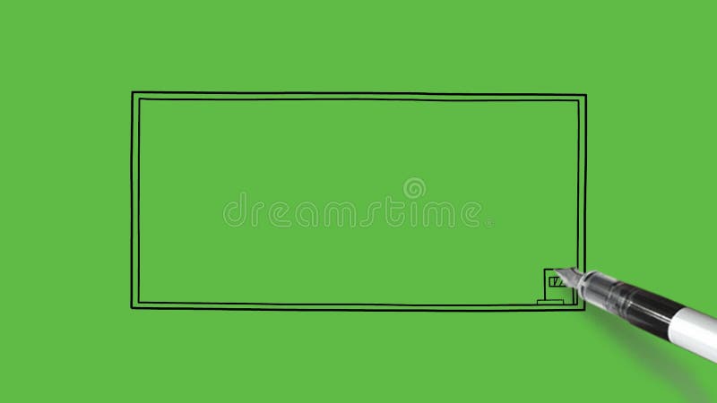 Draw Rectangle Shape Blank Green Board with Chalk Box in Right Corner ...