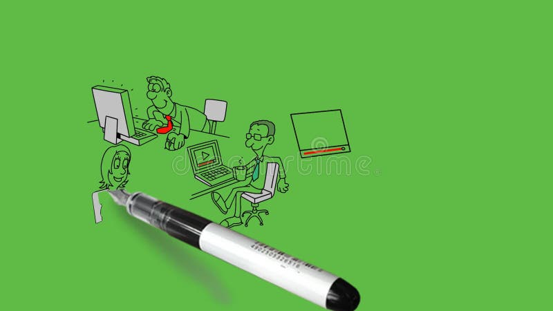 Draw Scene of Computer Center Where Trainers Do Practice on Laptop in ...