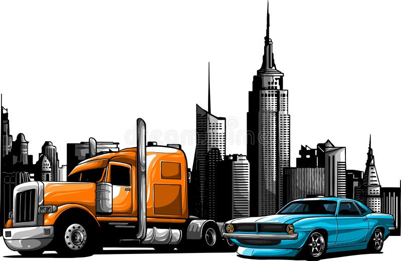 Draw Semi Truck Vehicle Vector Illustration Design Stock Vector ...