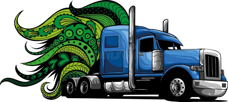 Draw Semi Truck Vehicle Vector Illustration Design Stock Vector ...