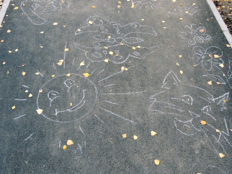 Draw on the Sidewalk with Chalk Stock Photo - Image of activity ...