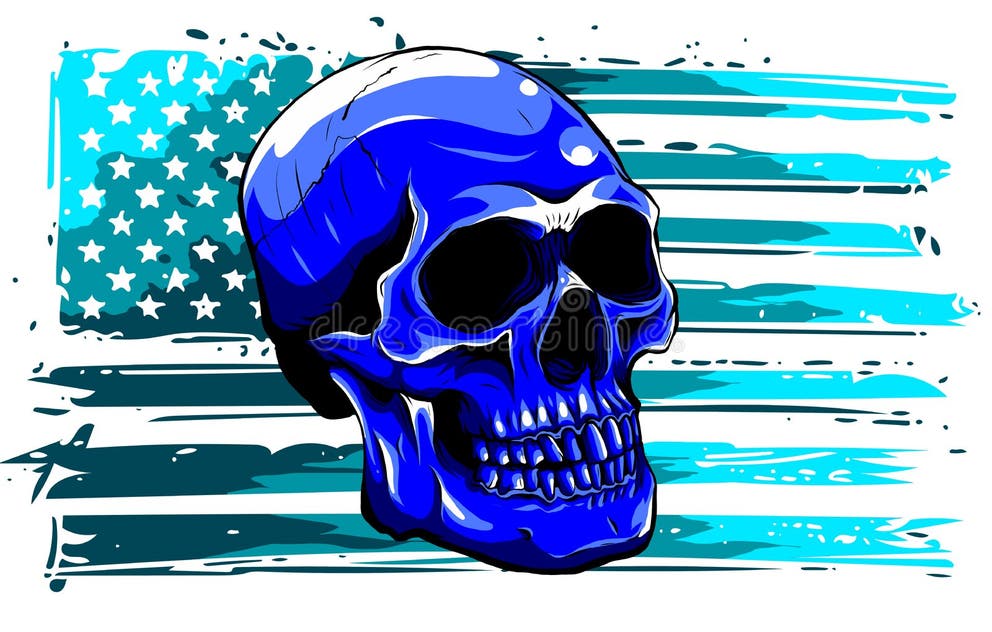 Draw of Skull and Flag Usa. Vector Illustration. Stock Vector - Illustration of patriotic ...