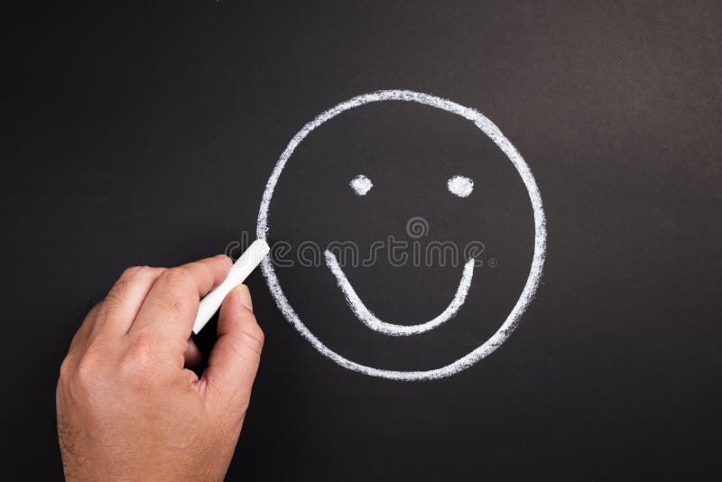 Draw Smile Face stock photo. Image of blackboard, cartoon - 138134714