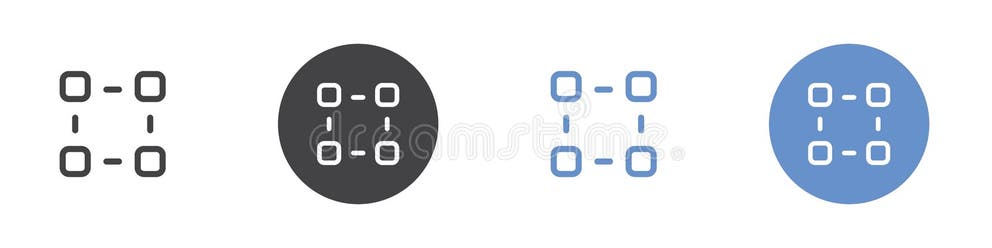 Draw Square Icon Flat Set in Black and White Color Stock Vector ...