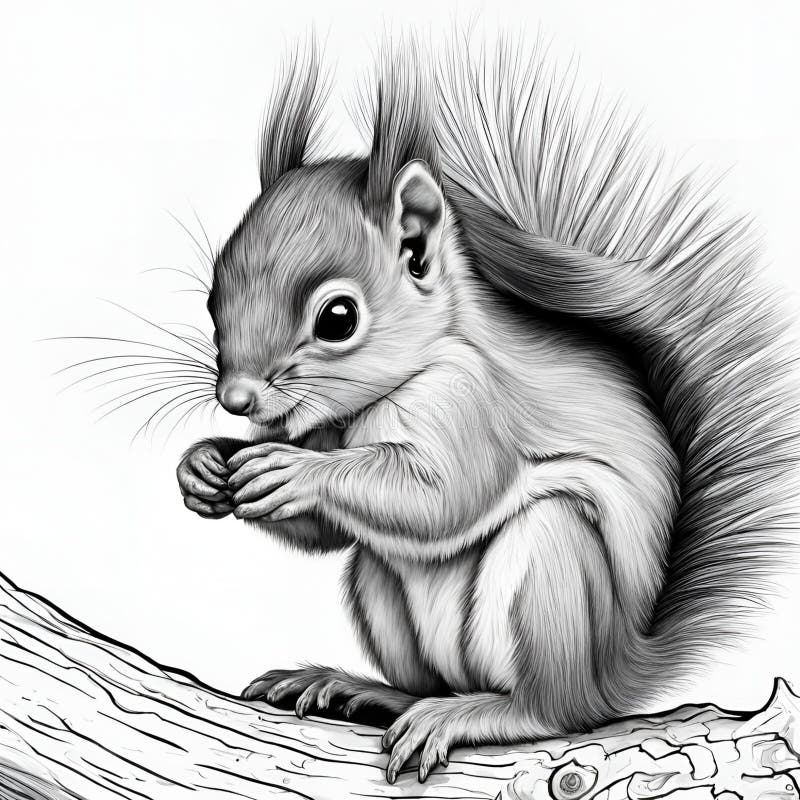 A draw squirrel stock illustration. Illustration of nose - 339276610