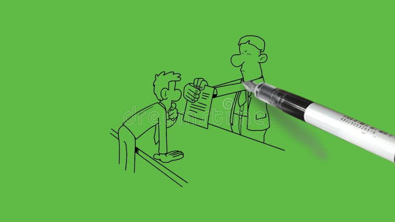 Draw Standing Young Man Bend on Table with Support of Right Hand Place ...