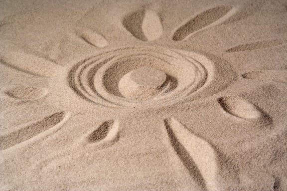 Draw of a sun on sand stock image. Image of symbol, concept - 2888789