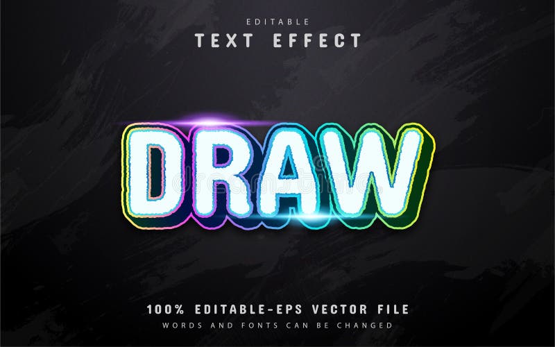 Draw Text, Colorful Neon Text Effect Stock Vector - Illustration of ...