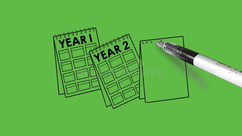 Draw Three Blank Table Calendar Yearly in Rectangle Shape with Pen in ...