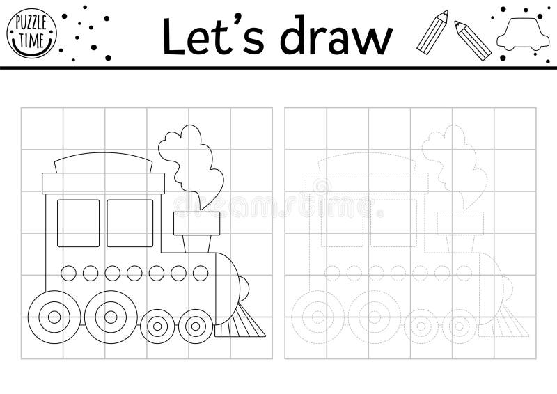 Draw the Train Front View. Vector Transport Drawing Practice Worksheet ...
